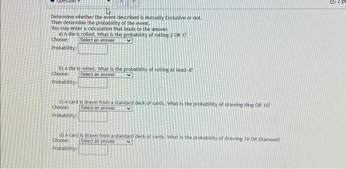 Solved Determine whether the event described is Mutually | Chegg.com
