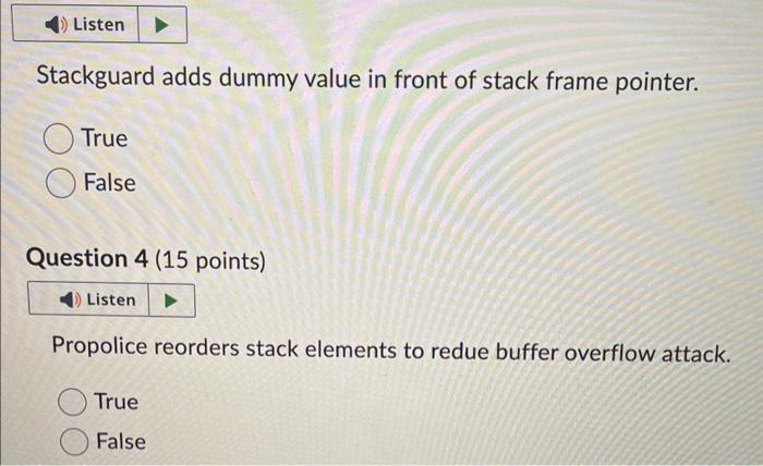 Solved Stackguard adds dummy value in front of stack frame | Chegg.com