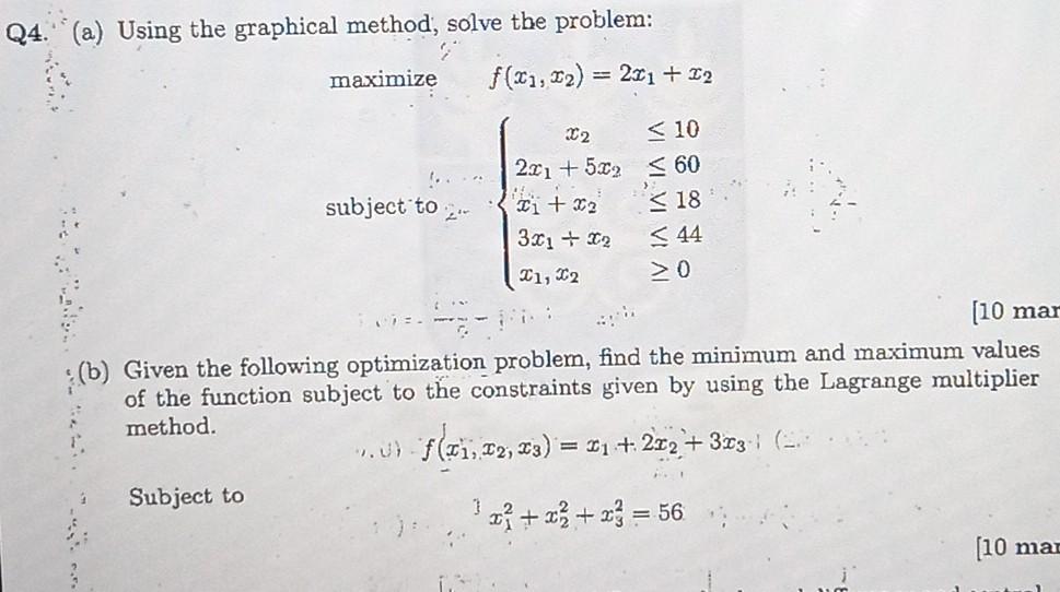 Solved Q4. (a) Using the graphical method, solve the | Chegg.com