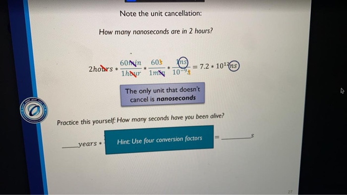 Solved Note the unit cancellation: How many nanoseconds are | Chegg.com