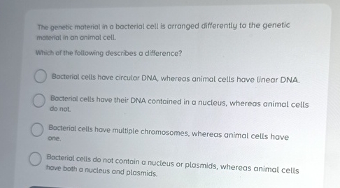 Solved The genetic material in a bacterial cell is arranged | Chegg.com