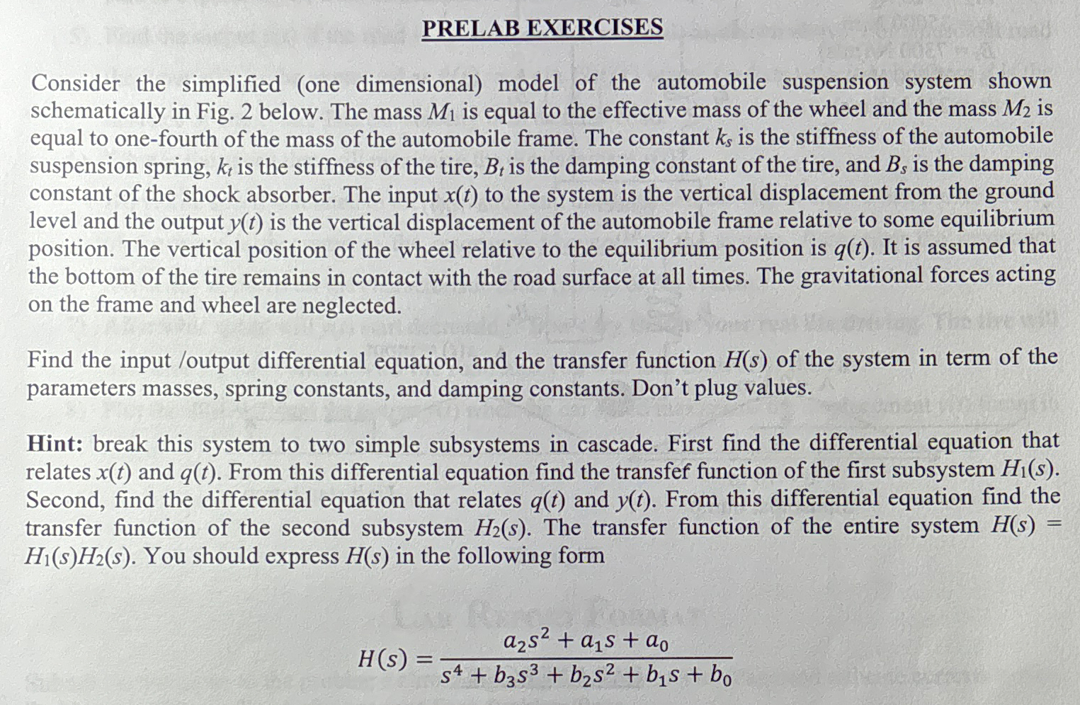 Solved PRELAB EXERCISESConsider the simplified (one | Chegg.com