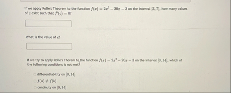 Solved If we apply Rolle's Theorem to the function | Chegg.com