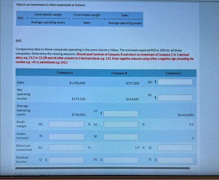 Solved Return on investment is often expressed as follows: | Chegg.com