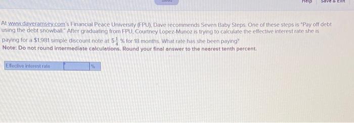 Solved At www daveramsey com's Financial Peace University | Chegg.com