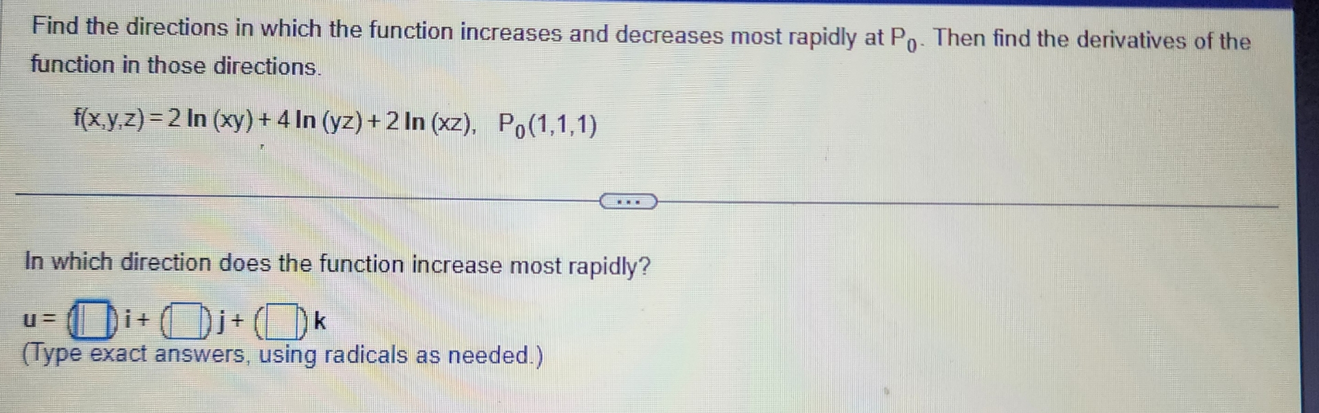 Solved Find the directions in which the function increases | Chegg.com