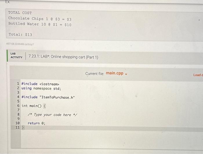 Solved 7.23 LAB*: Online shopping cart (Part 1) (1) Create | Chegg.com