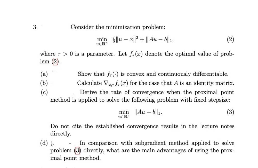 Consider the minimization | Chegg.com