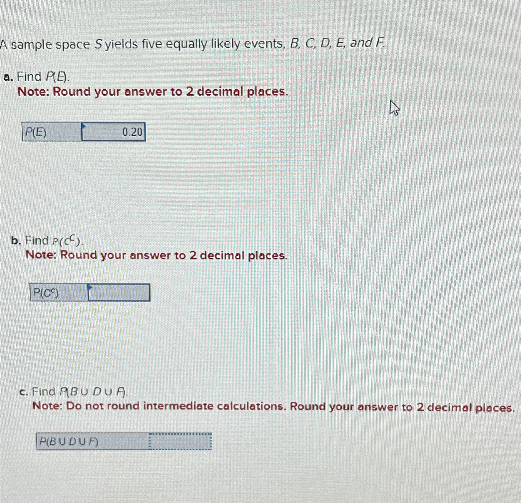 Solved A sample space S ﻿yields five equally likely events, | Chegg.com