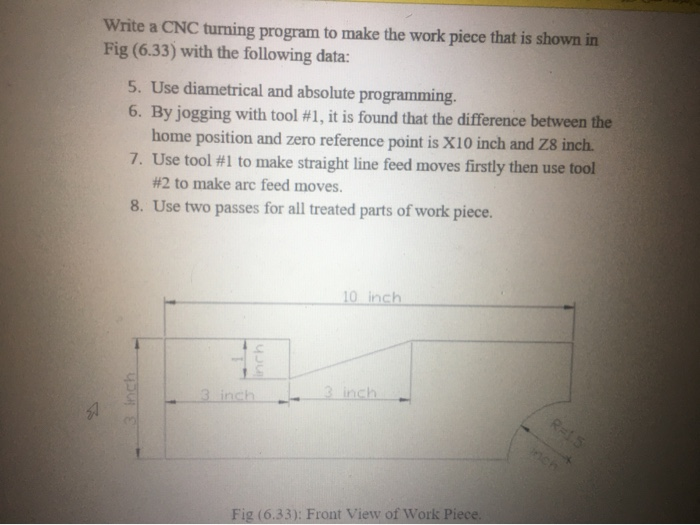 Solved Write a CNC turning program to make the work piece | Chegg.com