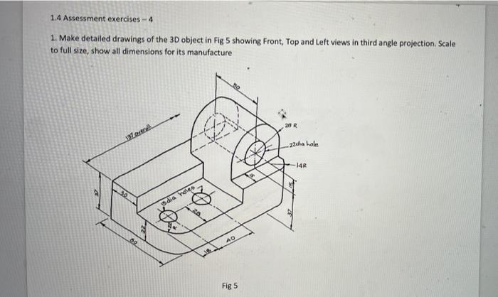 Solved use third angle projection and make sure views | Chegg.com