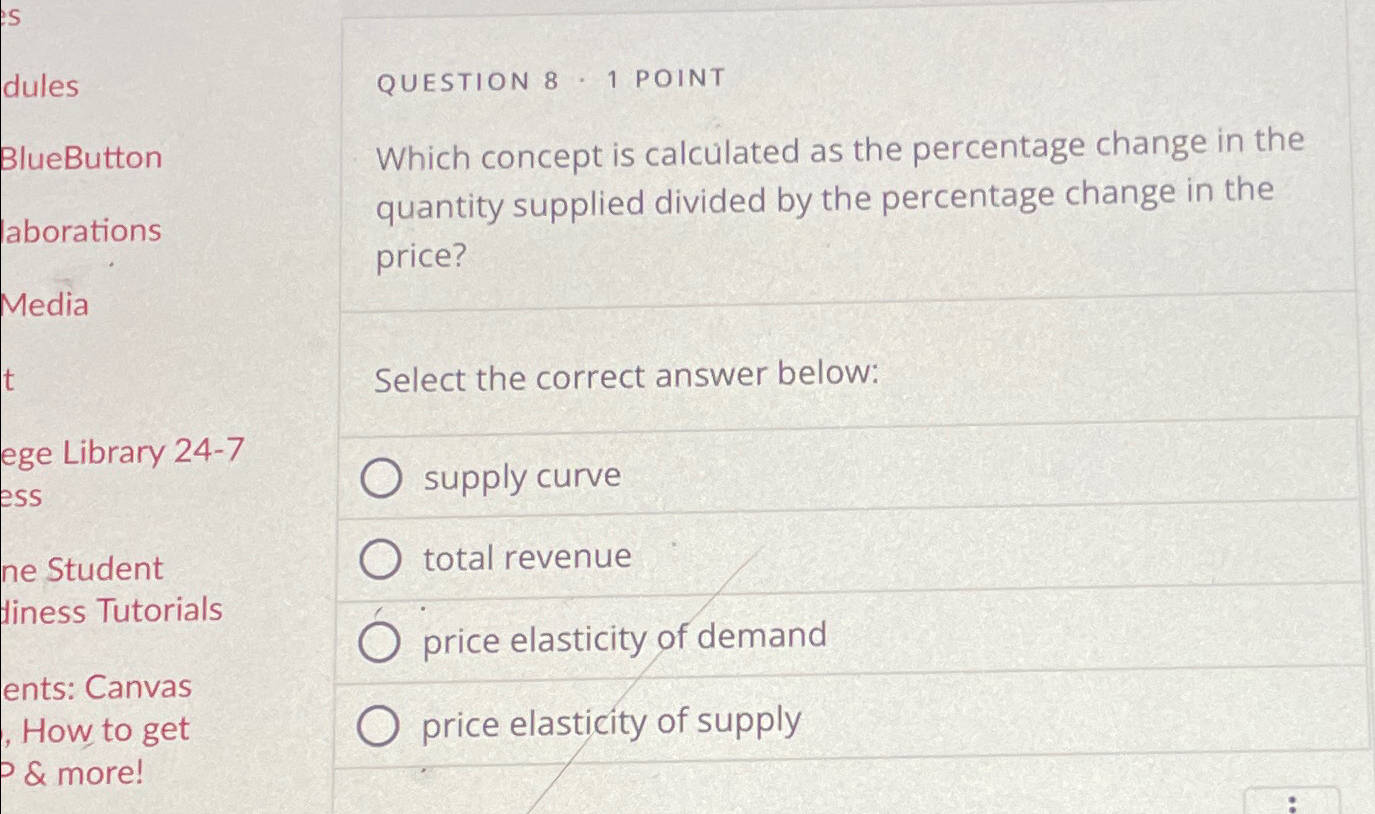 Solved QUESTION 8 - 1 ﻿POINTWhich concept is calculated as | Chegg.com