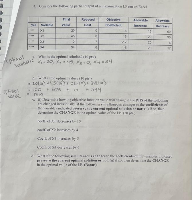 Solved 4. Consider the following partial output of a | Chegg.com