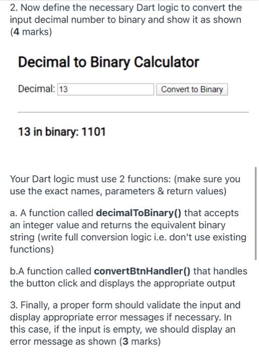 Solved Part A: Decimal to Binary Converter (10 marks) Start | Chegg.com