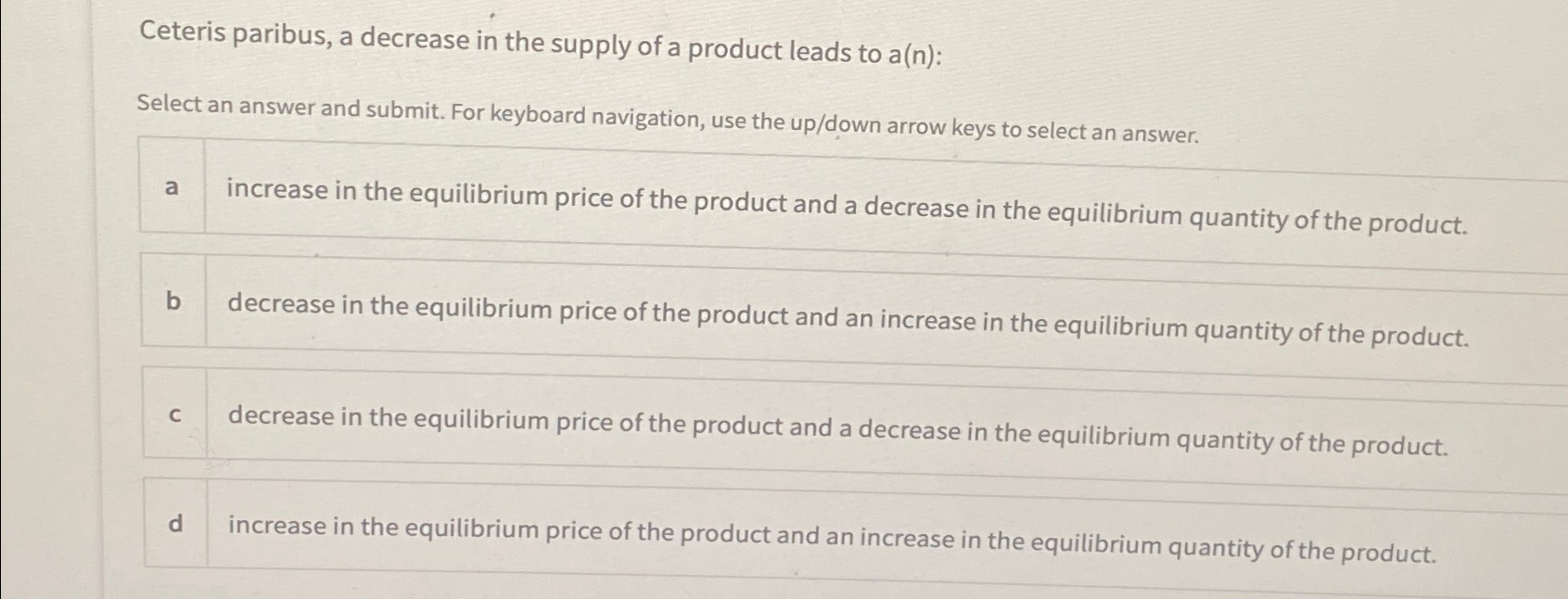 Solved Ceteris paribus, a decrease in the supply of a | Chegg.com