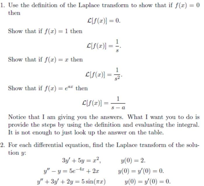 Solved Use the definition of the Laplace transform to show | Chegg.com