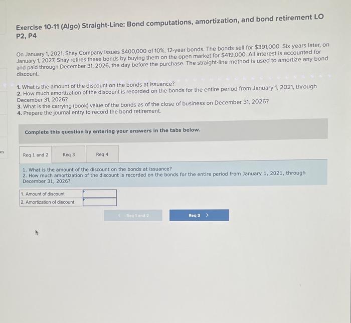 Solved Exercise 10-11 (Algo) Straight-Line: Bond | Chegg.com