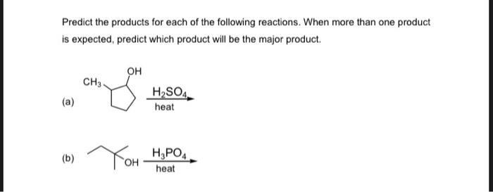 Solved Predict the products for each of the following | Chegg.com