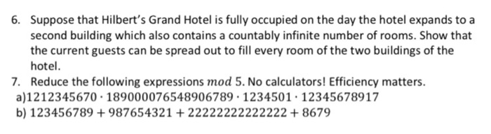 Solved 6. Suppose that Hilbert's Grand Hotel is fully | Chegg.com