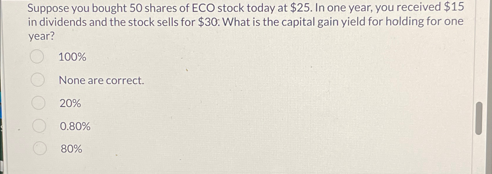 Suppose you bought 50 shares of ECO stock today at | Chegg.com Suppose you bought 50 shares of ECO stock today at | Chegg.com