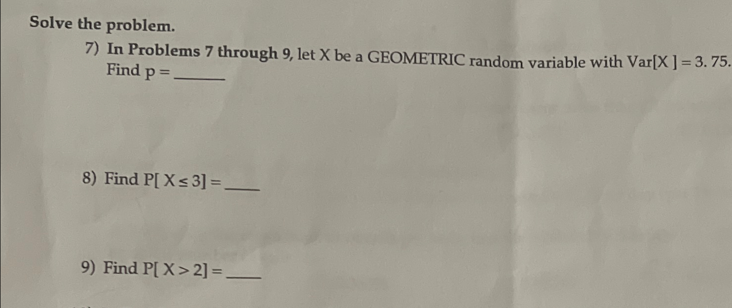 Solved Solve the problem.In Problems 7 ﻿through 9, ﻿let x | Chegg.com