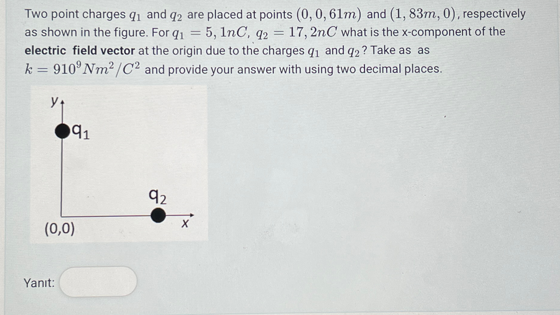 Solved Two point charges q1 ﻿and q2 ﻿are placed at points | Chegg.com
