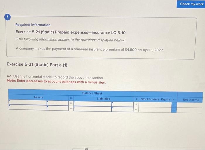 Solved Required information Exercise 5-21 (Static) Prepaid | Chegg.com Solved Required information Exercise 5-21 (Static) Prepaid | Chegg.com