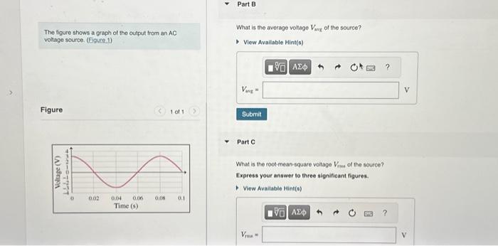 Solved What is the average volage Vavc of the source? The | Chegg.com