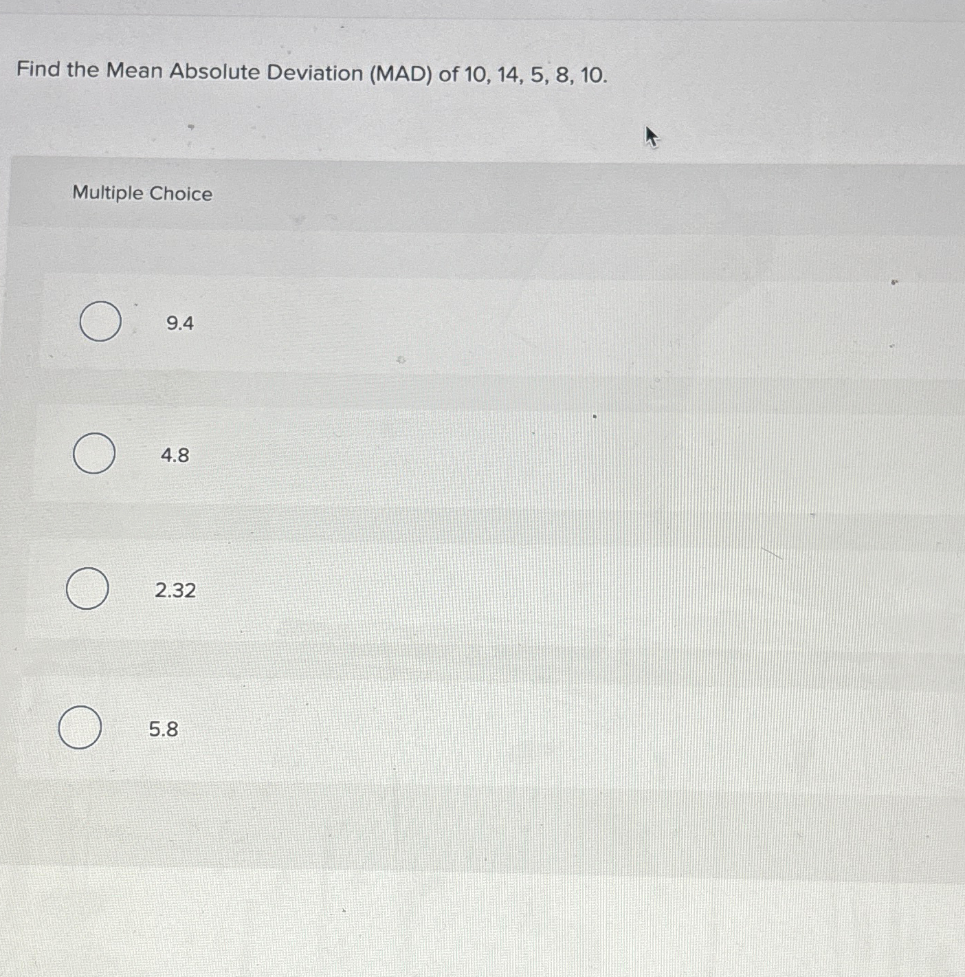 Solved Find the Mean Absolute Deviation (MAD) ﻿of | Chegg.com