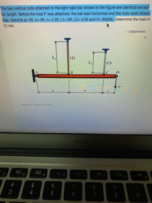Solved The two vertical rods attached to the light rigid bar | Chegg.com