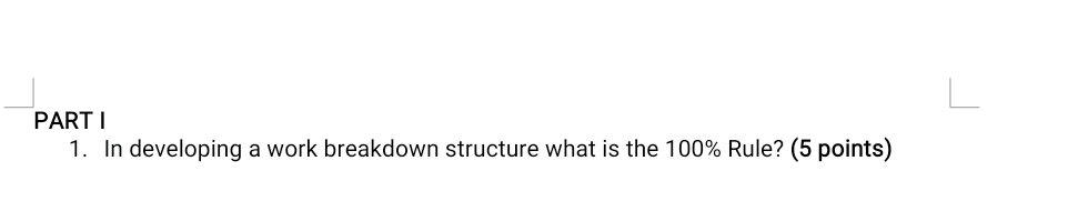 Solved PART IIn developing a work breakdown structure what | Chegg.com