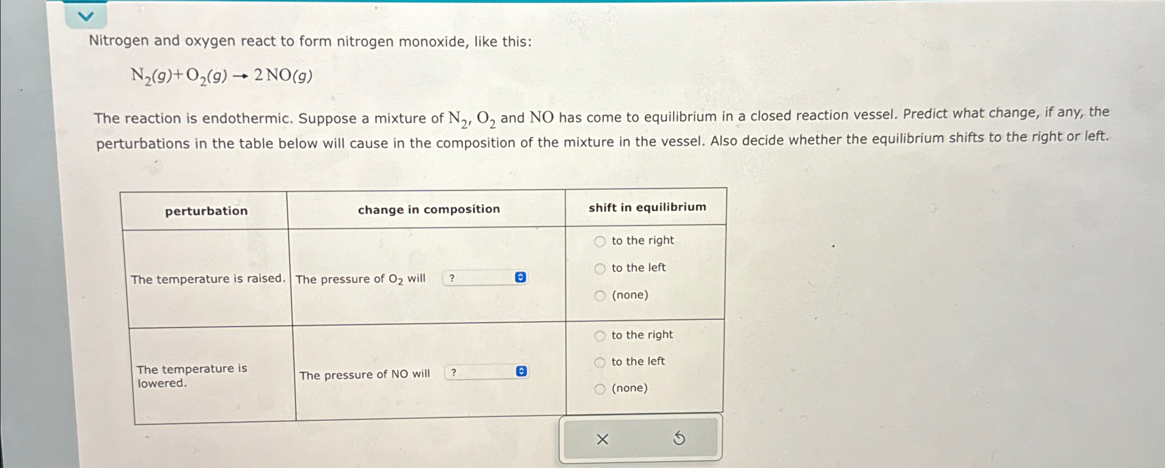 Solved Nitrogen and oxygen react to form nitrogen monoxide, | Chegg.com