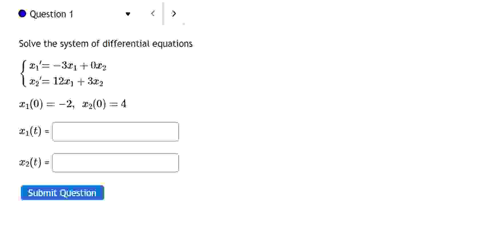 Solved Question 1Solve the system of differential | Chegg.com