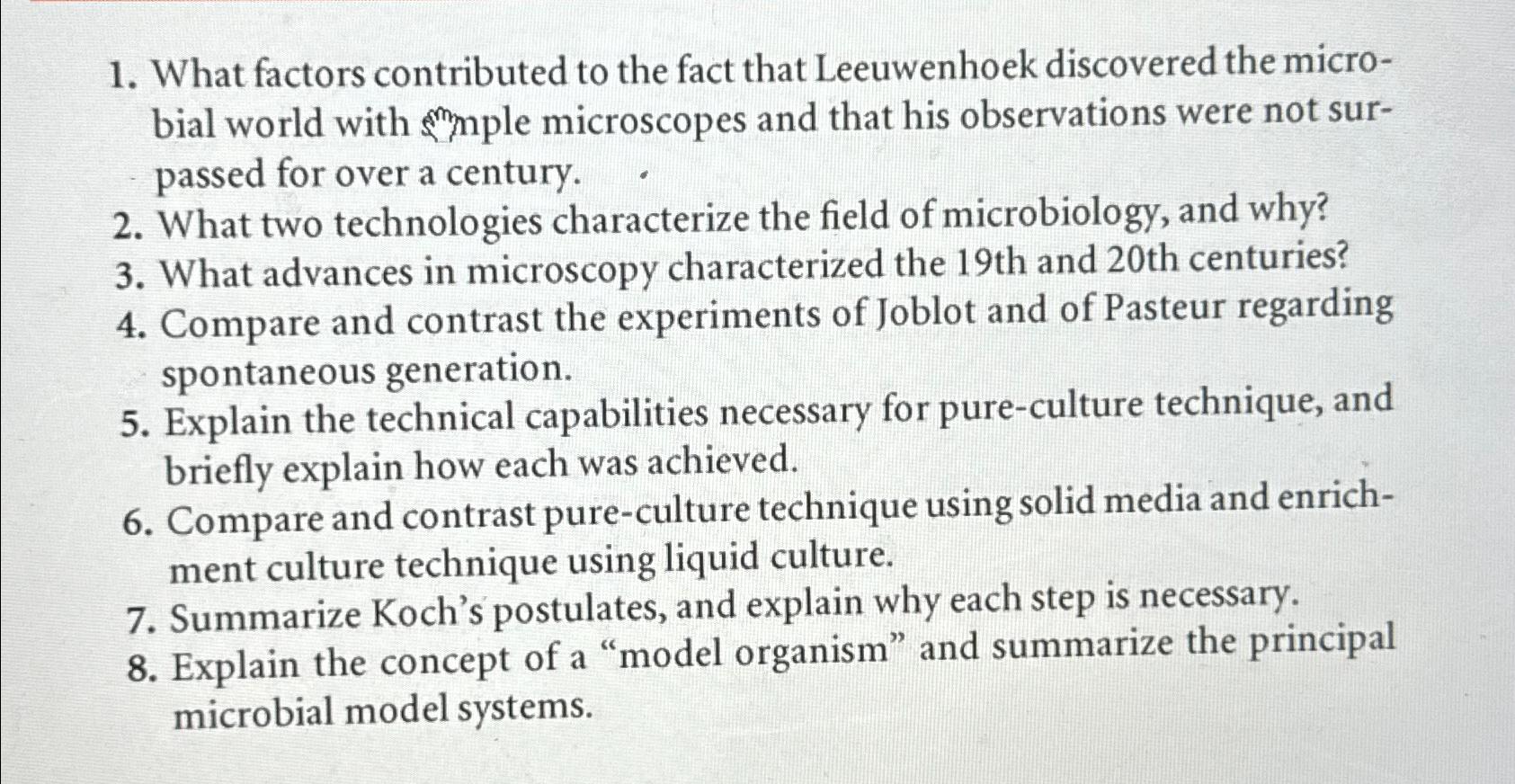 Solved What factors contributed to the fact that Leeuwenhoek | Chegg.com