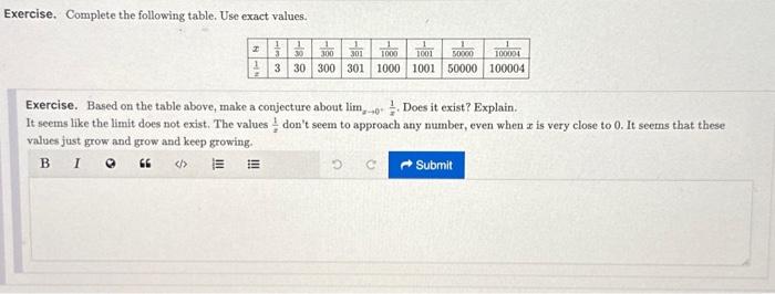 Solved Exercise. Complete the following table. Use exact | Chegg.com