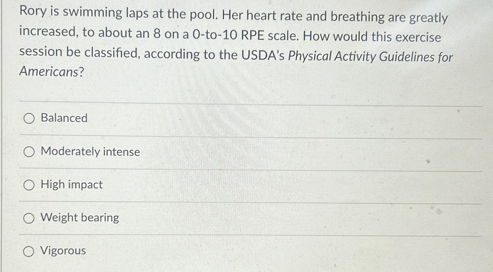 Solved Rory is swimming laps at the pool. Her heart rate and | Chegg.com