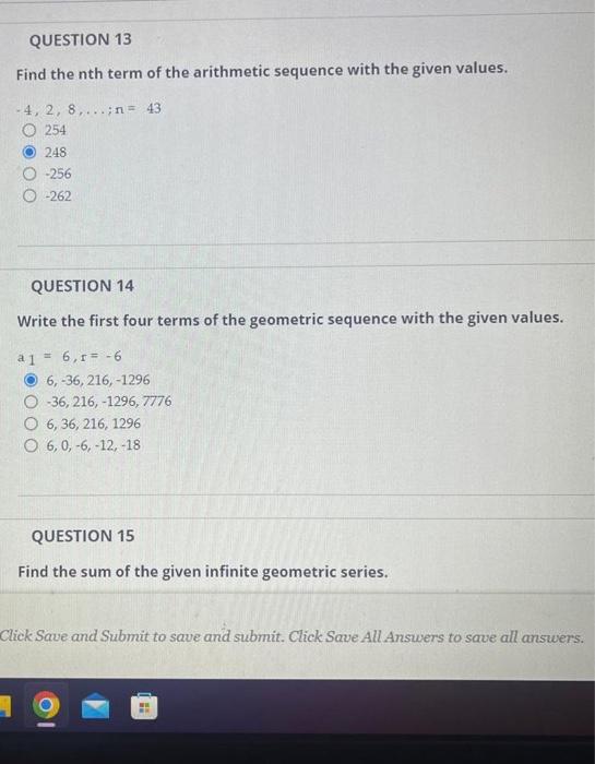 Solved Find the nth term of the arithmetic sequence with the | Chegg.com