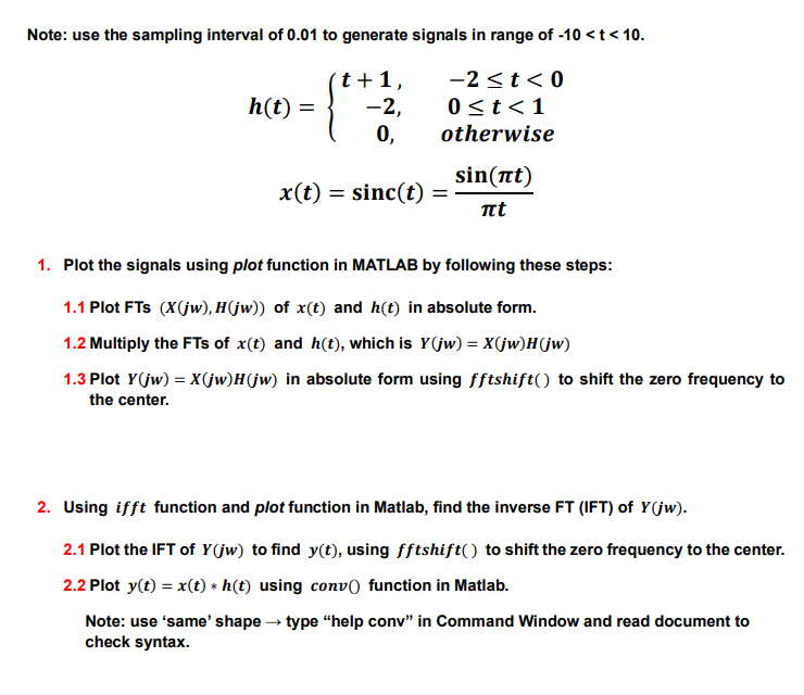 Solved Note: use the sampling interval of 0.01 to generate | Chegg.com