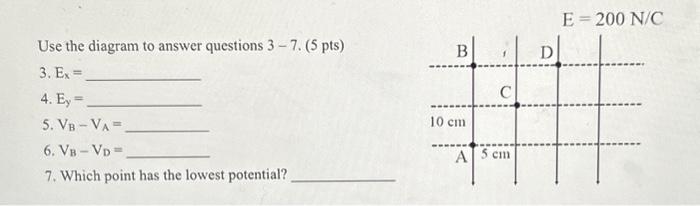 Solved E=200 N/C Use the diagram to answer questions 3−7. (5 | Chegg.com