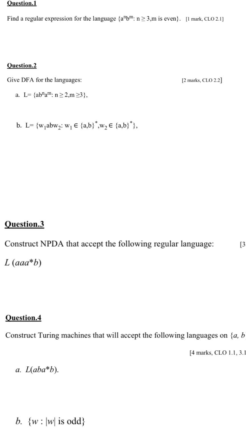 Solved Question.1Find a regular expression for the language | Chegg.com
