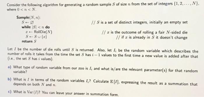 Solved Consider the following algorith for generearing a | Chegg.com