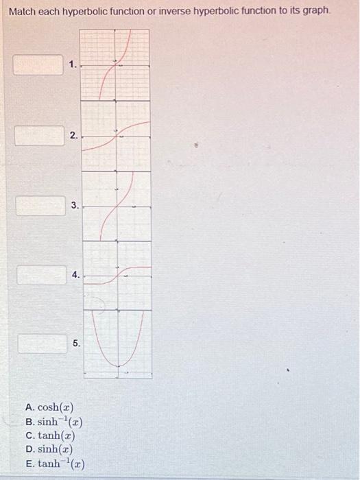 Solved Match each hyperbolic function or inverse hyperbolic | Chegg.com Solved Match each hyperbolic function or inverse hyperbolic | Chegg.com