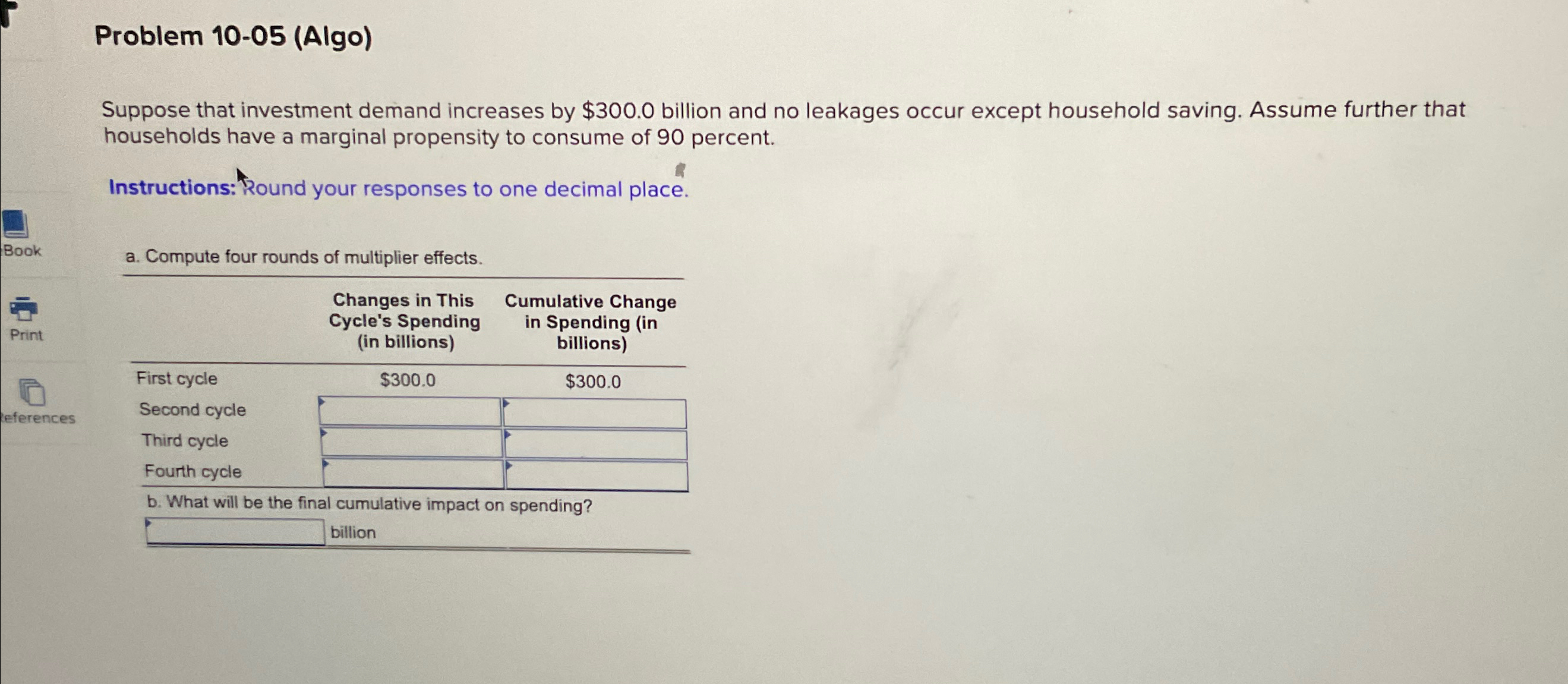 Solved Problem 10-05 (Algo)Suppose that investment demand | Chegg.com