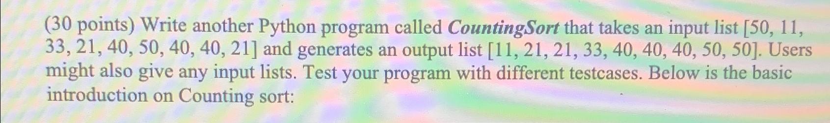 Solved (30 ﻿points) ﻿Write another Python program called | Chegg.com
