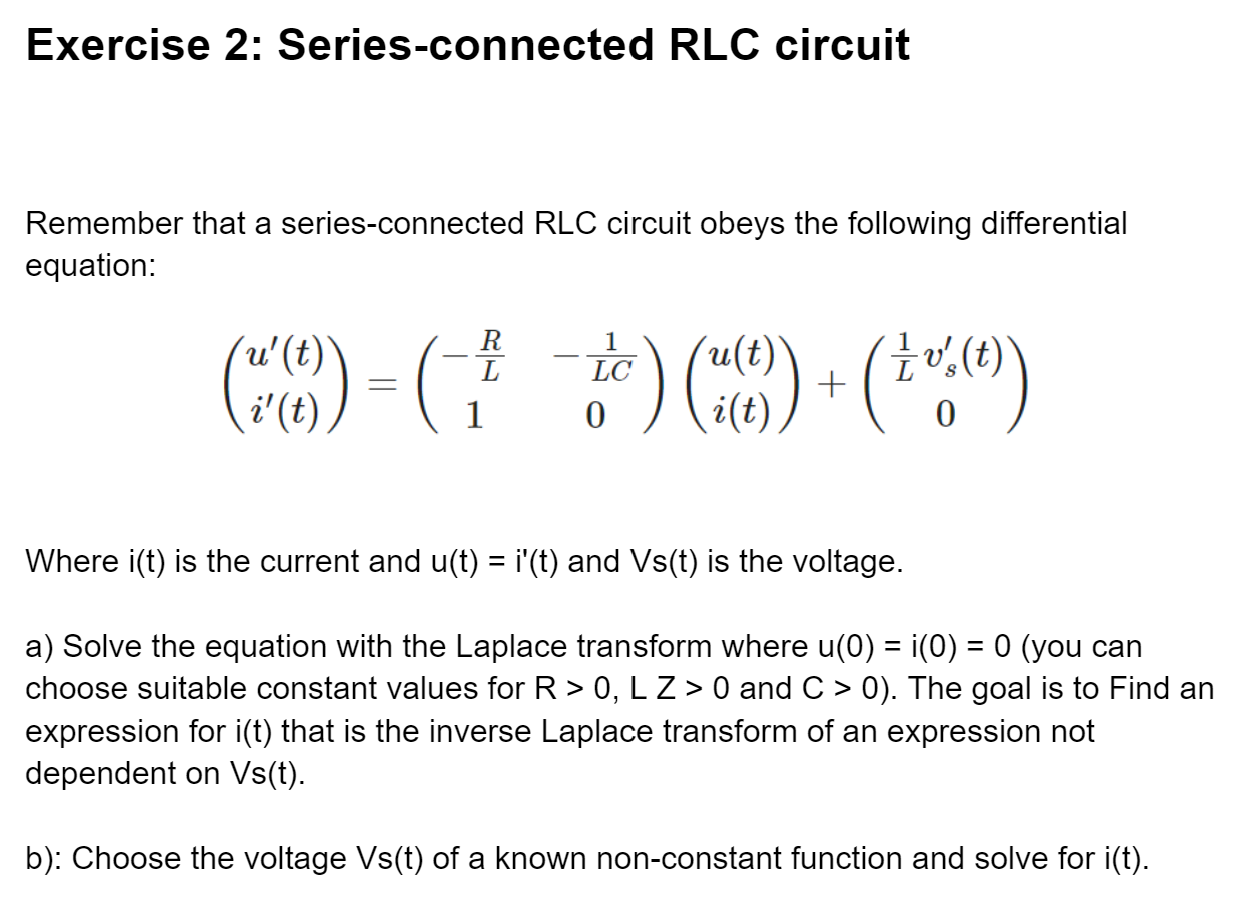 Solved I haven a Series-connected RLC circuit. Where i(t) | Chegg.com