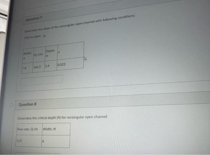 Solved Question 7 Determine the slope of the rectangular | Chegg.com