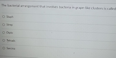 Solved The bacterial arrangement that involves bacteria in | Chegg.com