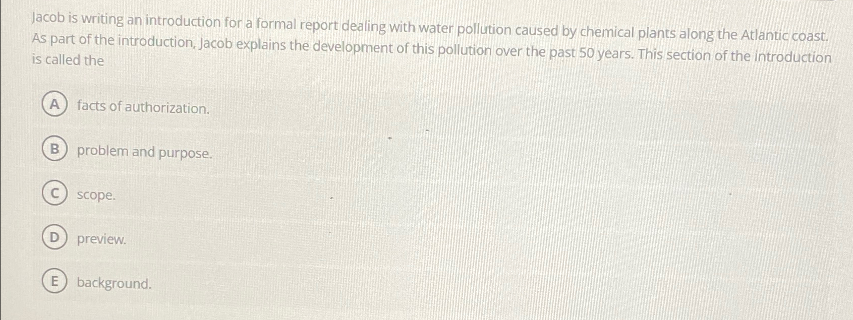 Solved Jacob is writing an introduction for a formal report | Chegg.com