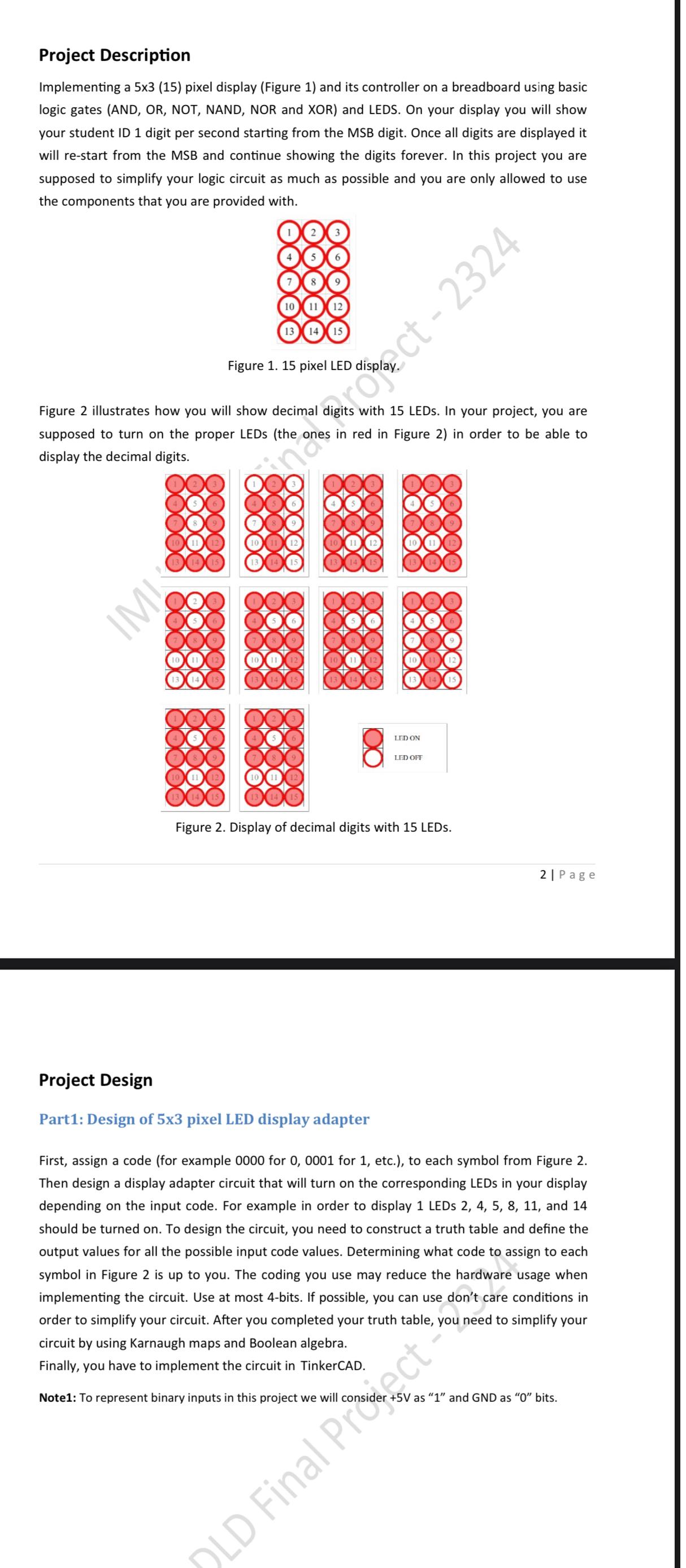 Project DescriptionImplementing a 5×3 (15) ﻿pixel | Chegg.com