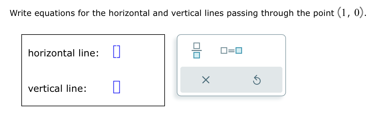 Solved Write equations for the horizontal and vertical lines | Chegg.com
